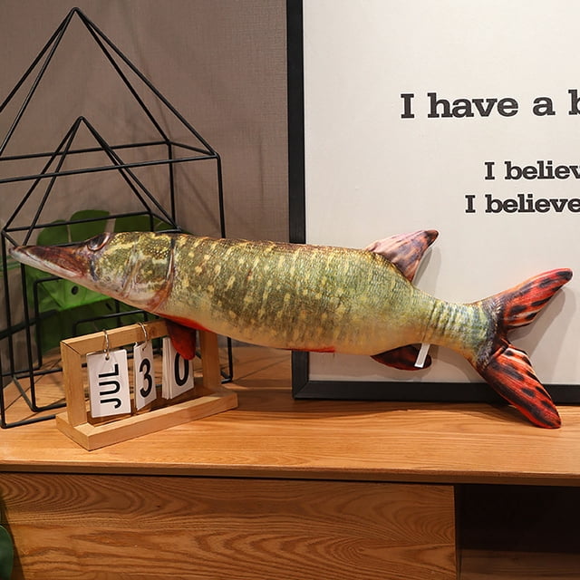 Realistic Pike Plush, 16inch Lifelike Northern Fish Toy, Soft Stuffed ...