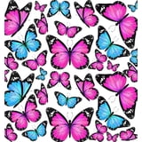 Realistic Pink & Blue Butterfly Pattern On Edible Image Chocolate Transfer Sheet. Apply To Your ...