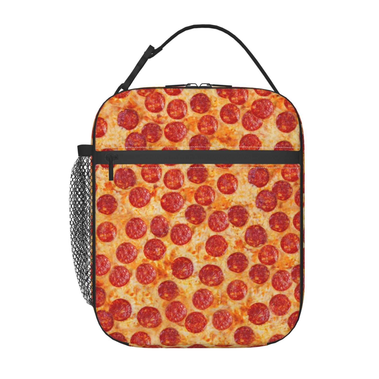 Realistic Pizza Food Pattern Portable Lunch Bag Reusable Insulated Tote ...