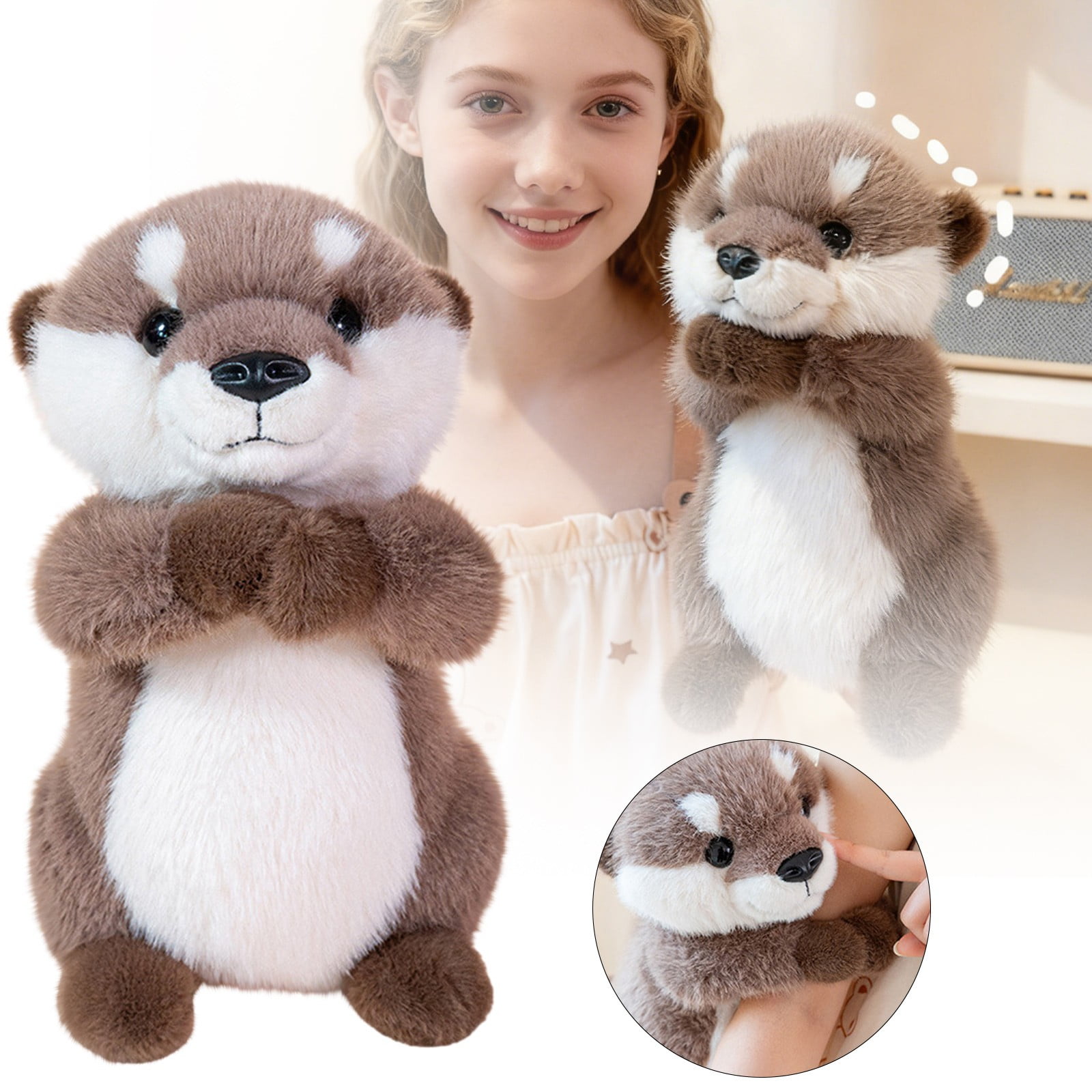 Realistic Plush Animal Doll With Folded Paws Cute Stuffed Toy For ...