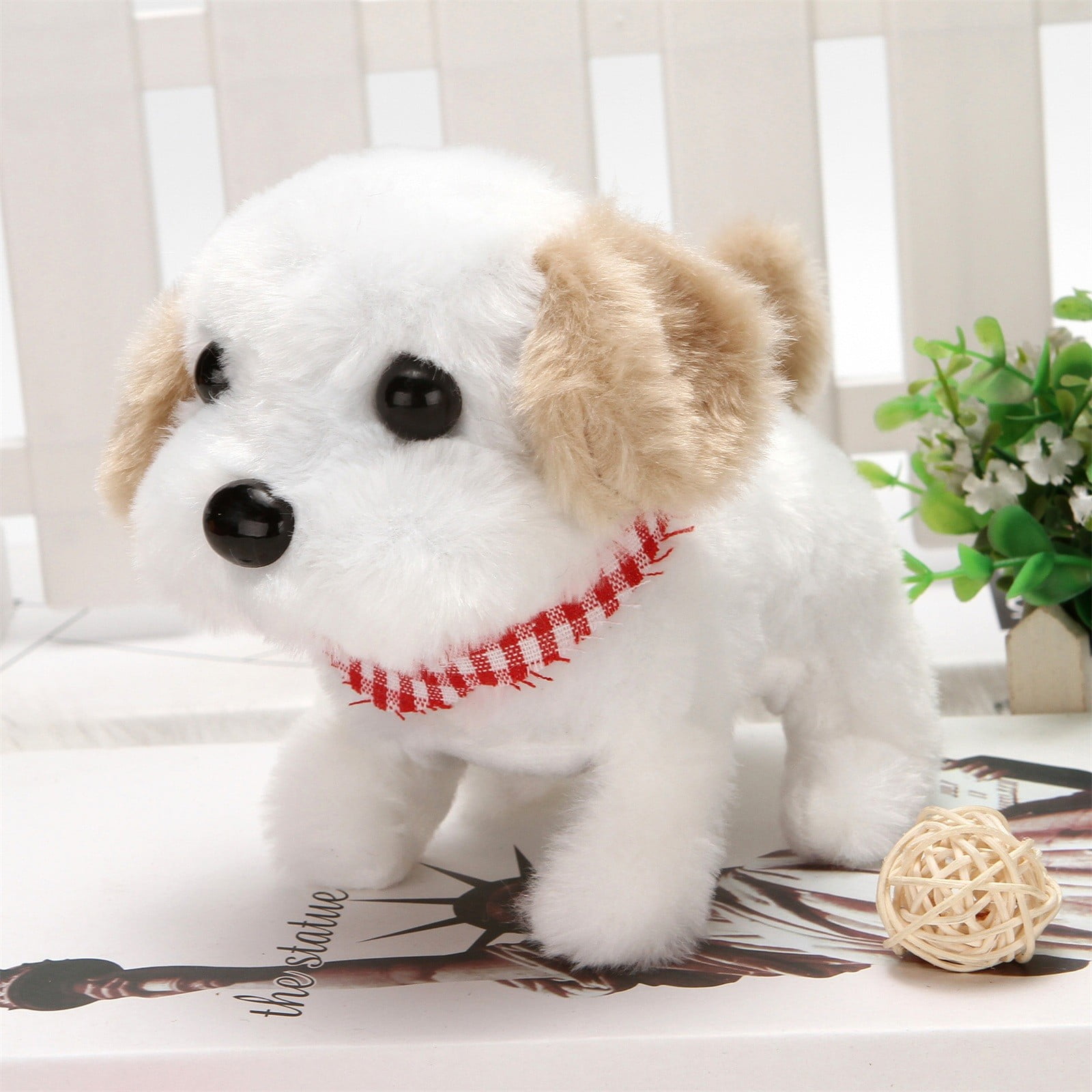 Realistic Plush Electric Toy Dog for Kids - Walking, Barking, and ...
