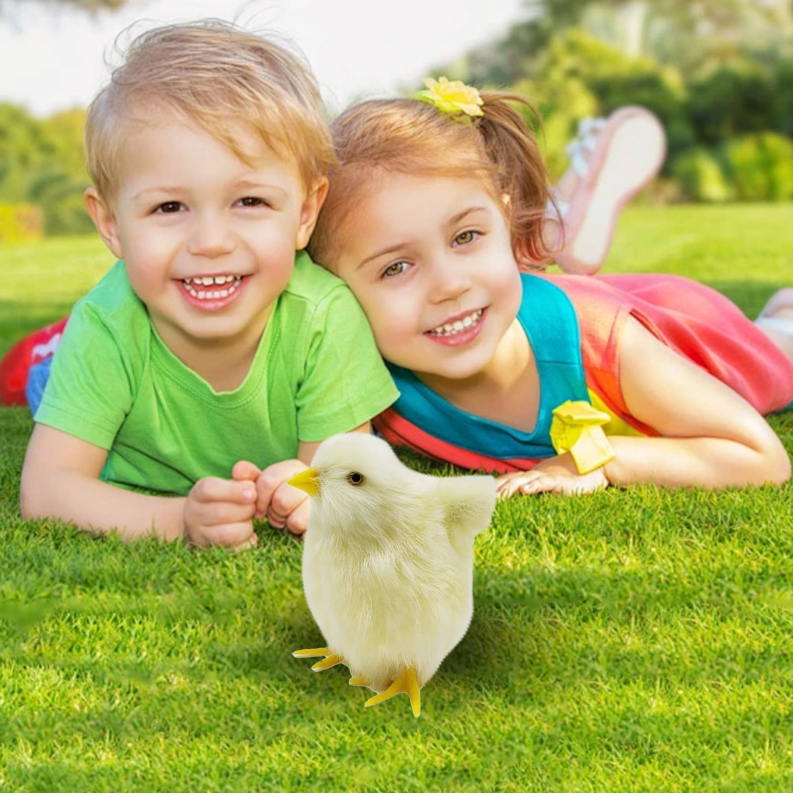 Realistic Plush Little Chick Figurine Lifelike Furry Animal, Meiiso ...