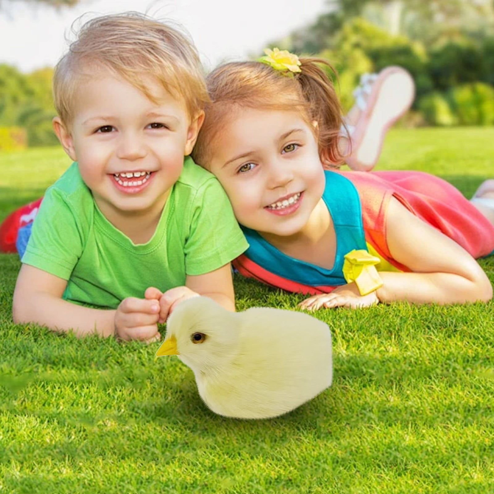 Realistic Plush Little Chick Figurine Lifelike Furry Animal, Meiiso ...