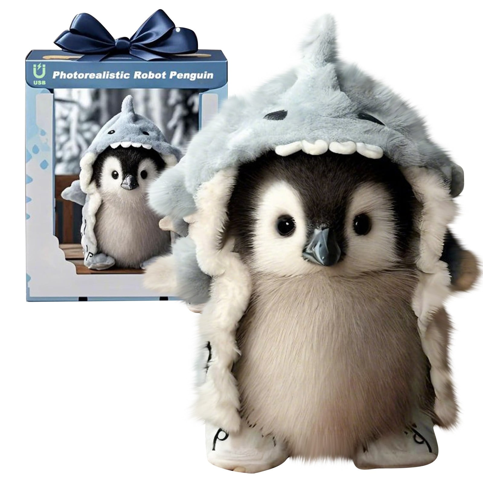 Realistic Plush Robot Penguin with Interactive Emotional Support & Cape ...