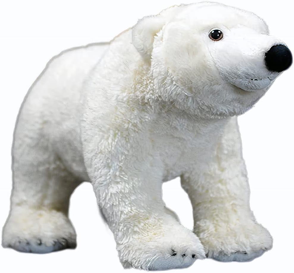 Realistic Polar Bear Stuffed Animal Plush Toy, Lifelike White Bear ...