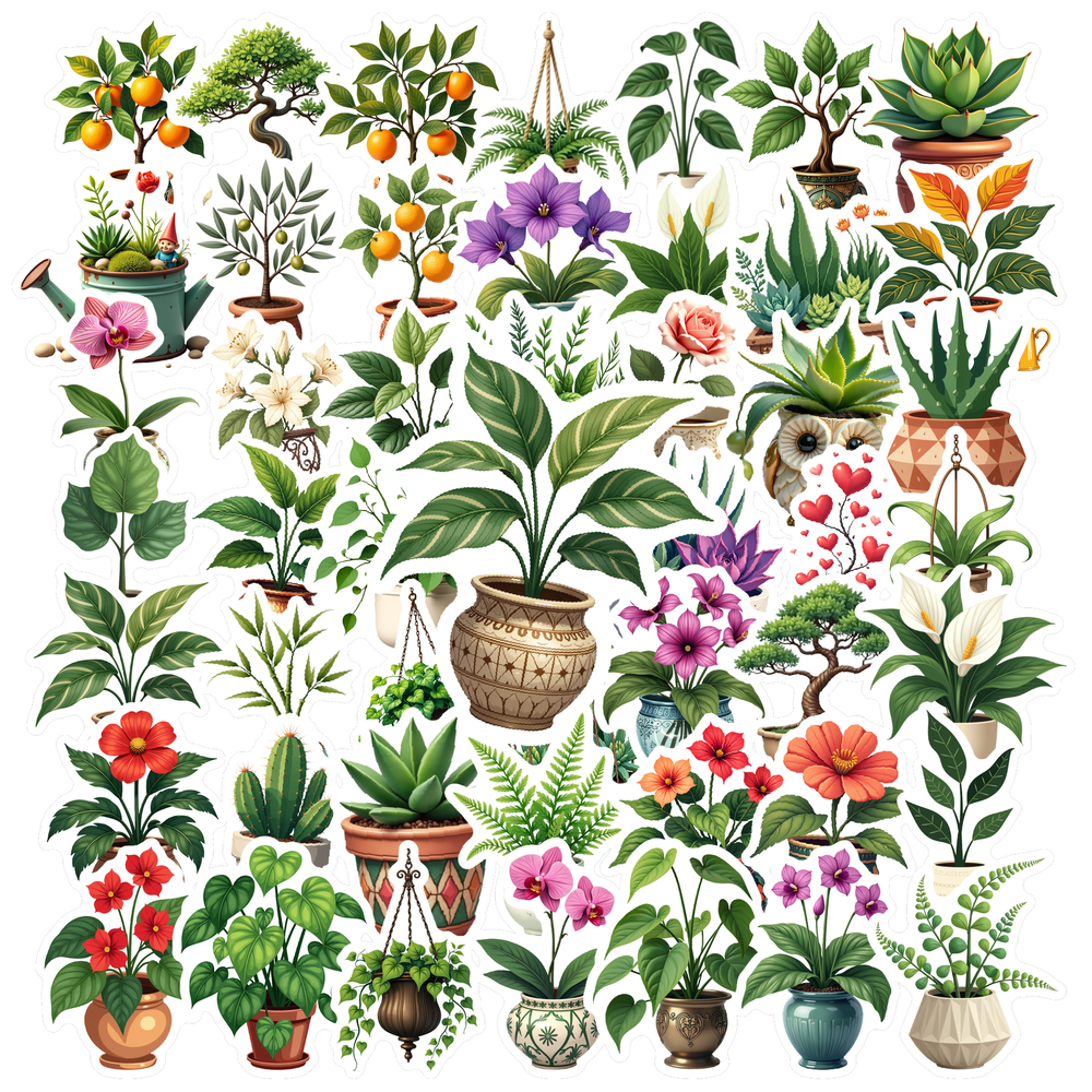 Realistic Potted Plant Stickers, Waterproof Potted Plant Sticker for ...
