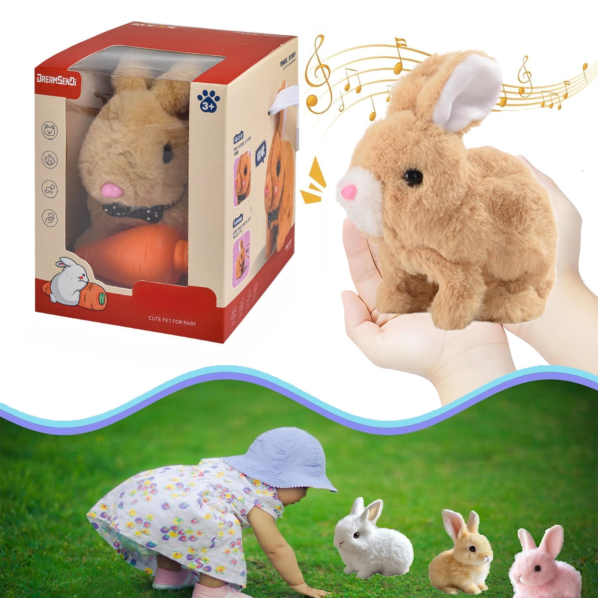 Realistic Rabbit Toy Easter Basket Pet, Rabbit Toy Educational ...