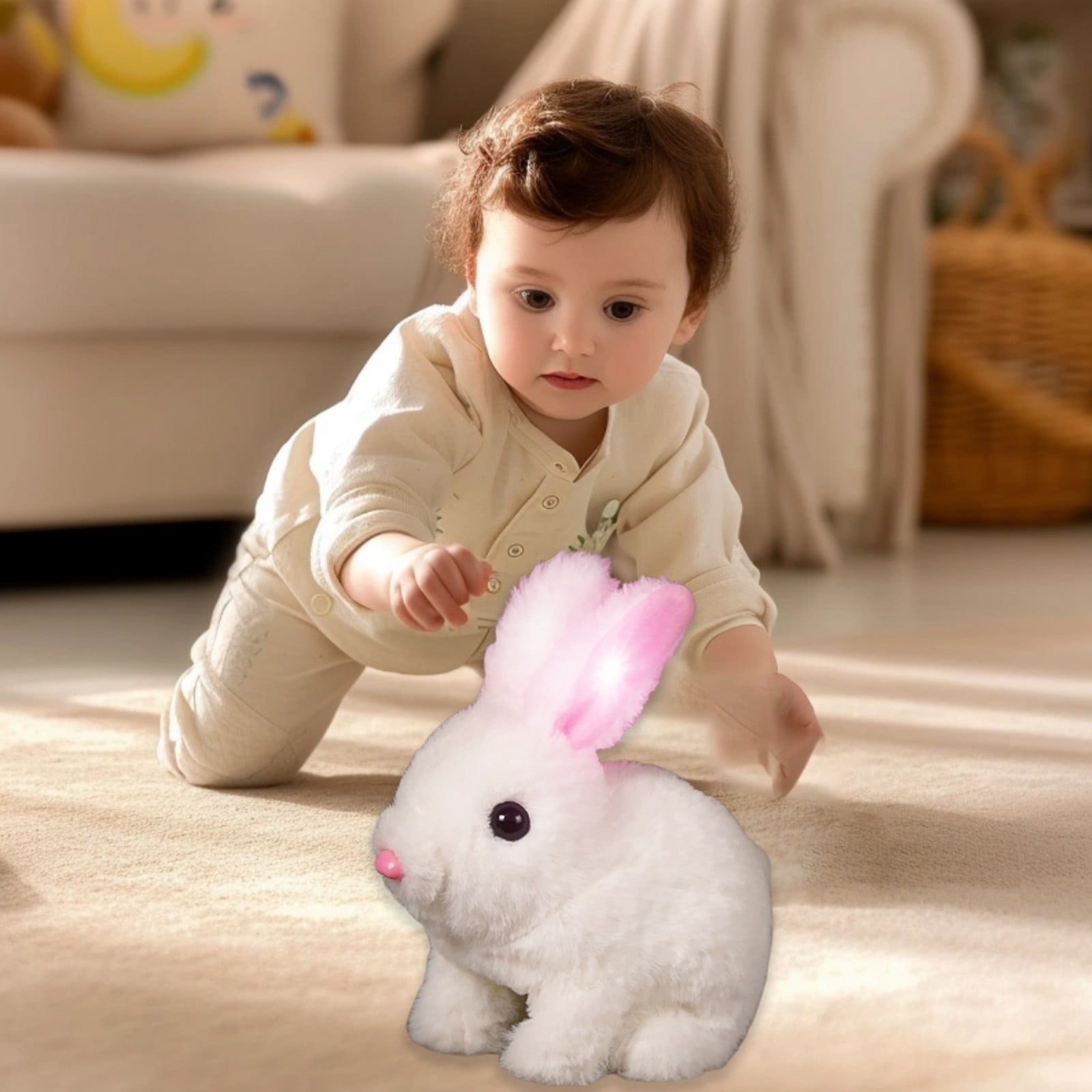 Realistic Robot Bunny Plush Educational Toys Electronic Interactive ...
