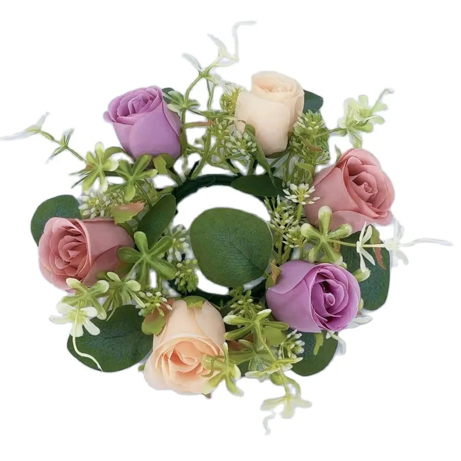 Realistic Rose Flower Garland Candle Rings for Wedding Centerpieces and ...