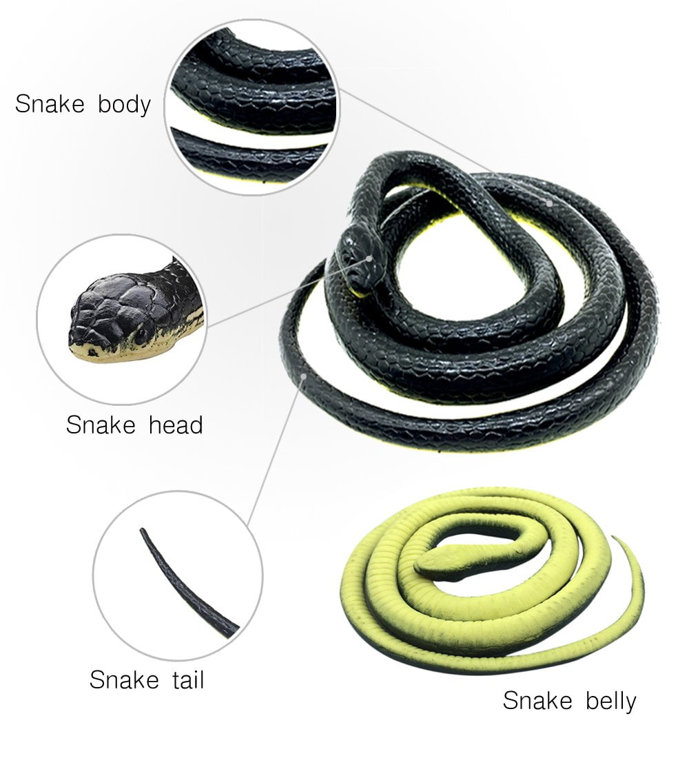 Realistic Rubber Black Snake 51 Inch Long Scare Fidget Toys Prank for ...