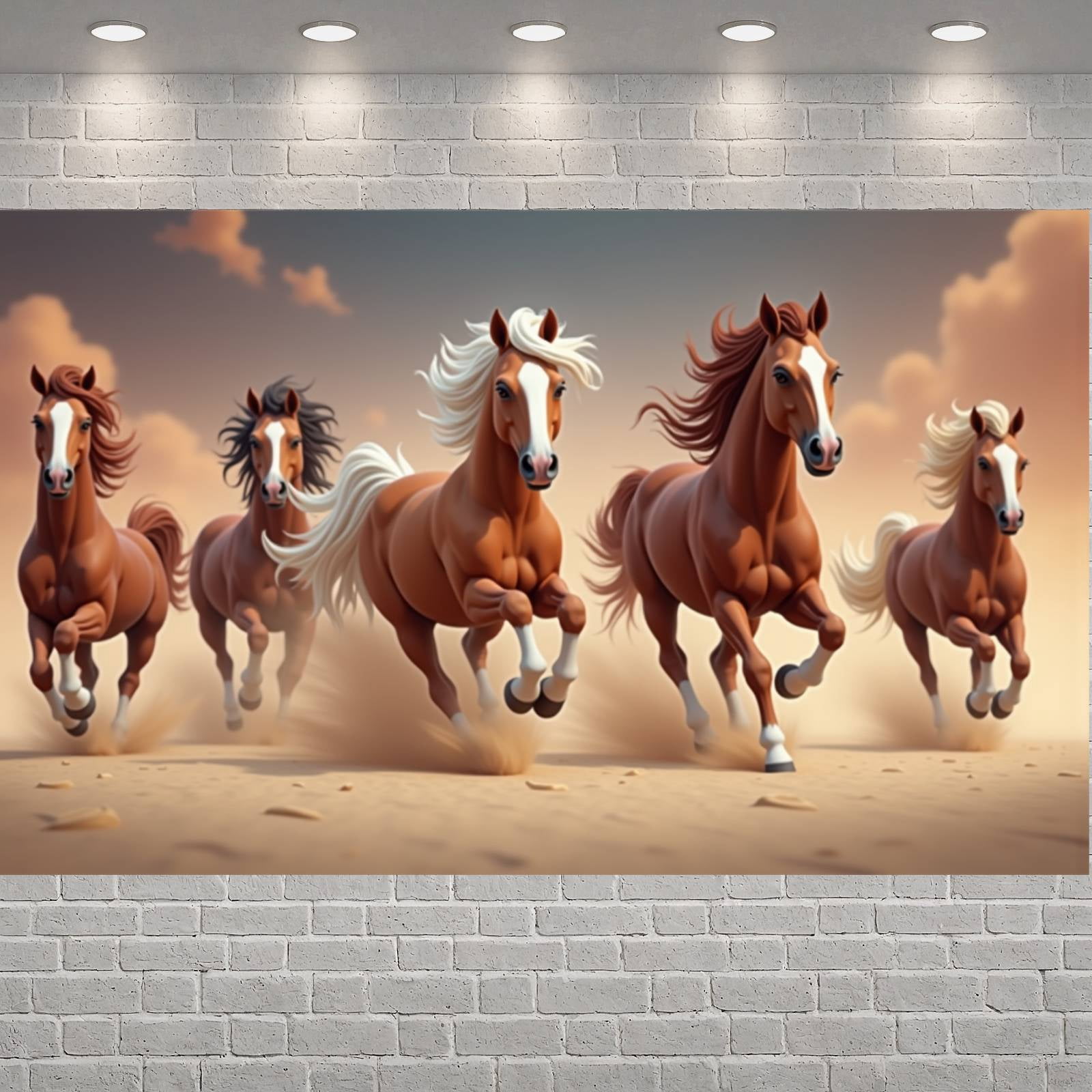 Realistic Running Horse Banner Dynamic Design Galloping Horse Backdrop ...