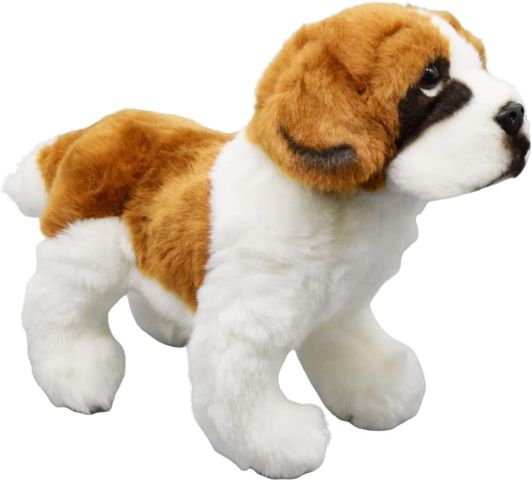 Realistic Saint Bernard Stuffed Animal Plush Toy, Lifelike Dog Animal ...