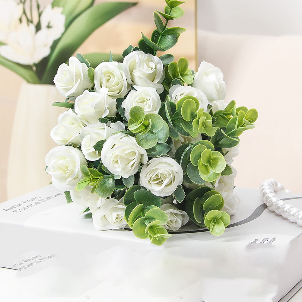 Realistic Silk Rose Bouquet for Wedding Decor 10 Heads Artificial ...