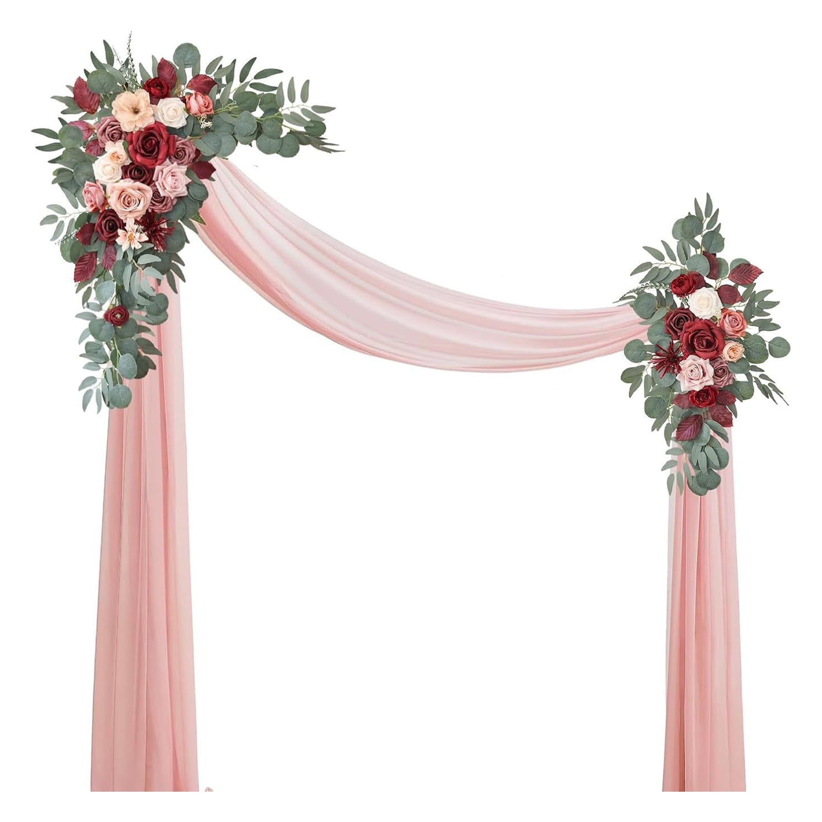Realistic Silk Rose Flowers Veil For Wedding Archway Decor Reusable ...