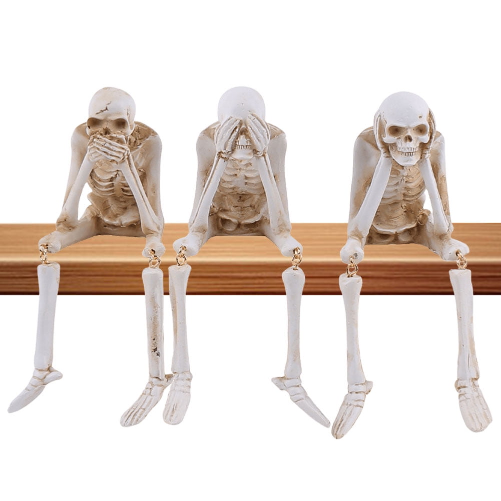 Realistic Skull Decorations See Speak Hear No Evil Skeleton Figurines ...