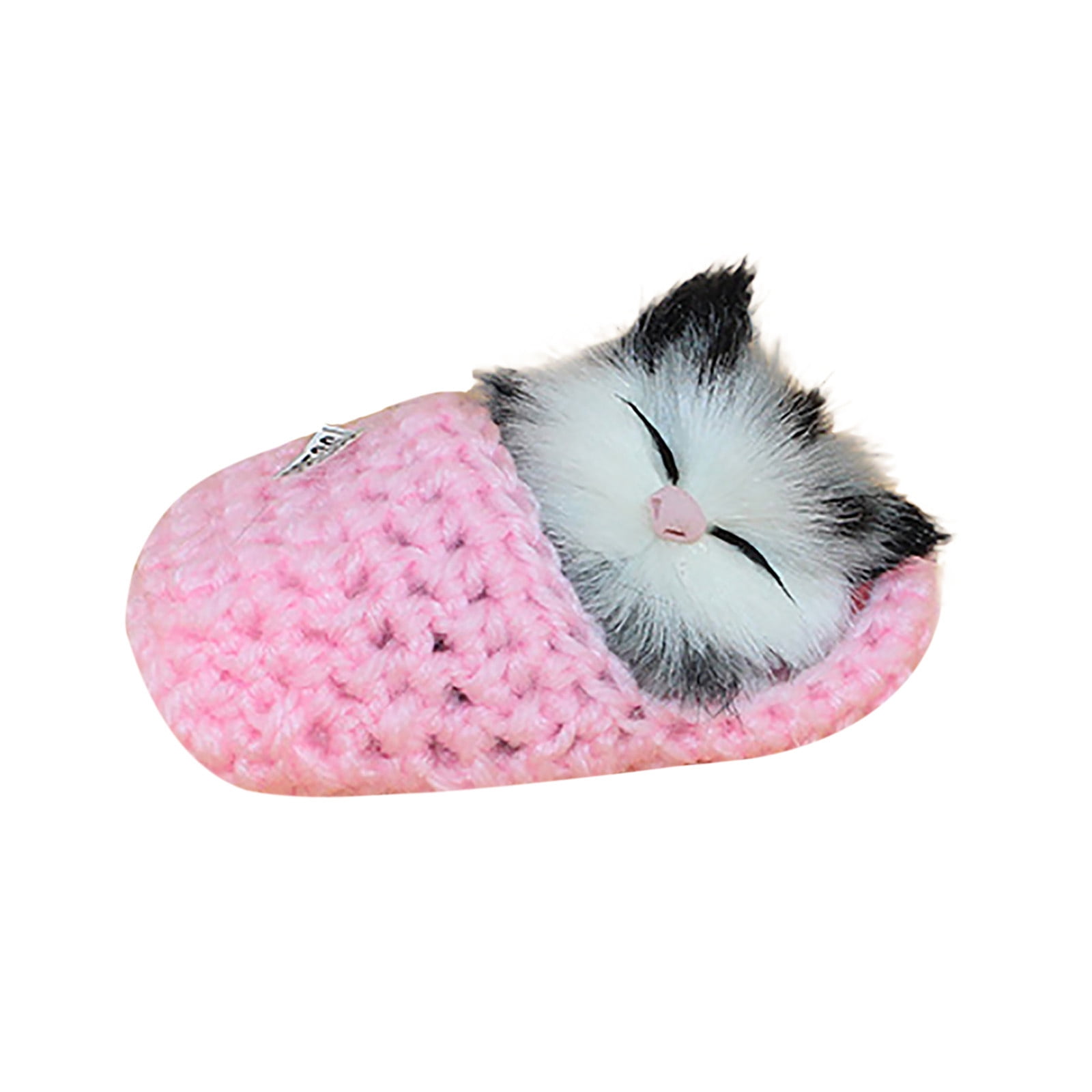 Realistic Sleeping Cat Plush Toy, Furry Stuffed Animal with Sound ...