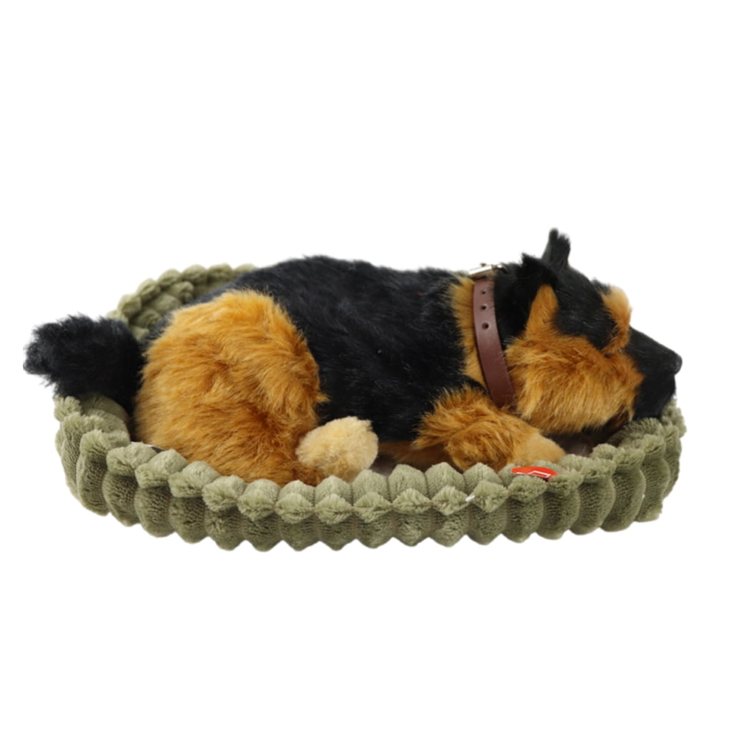 Realistic Sleeping Plush Breathing Dog Animals Toy with Mat Stuffed Toy ...