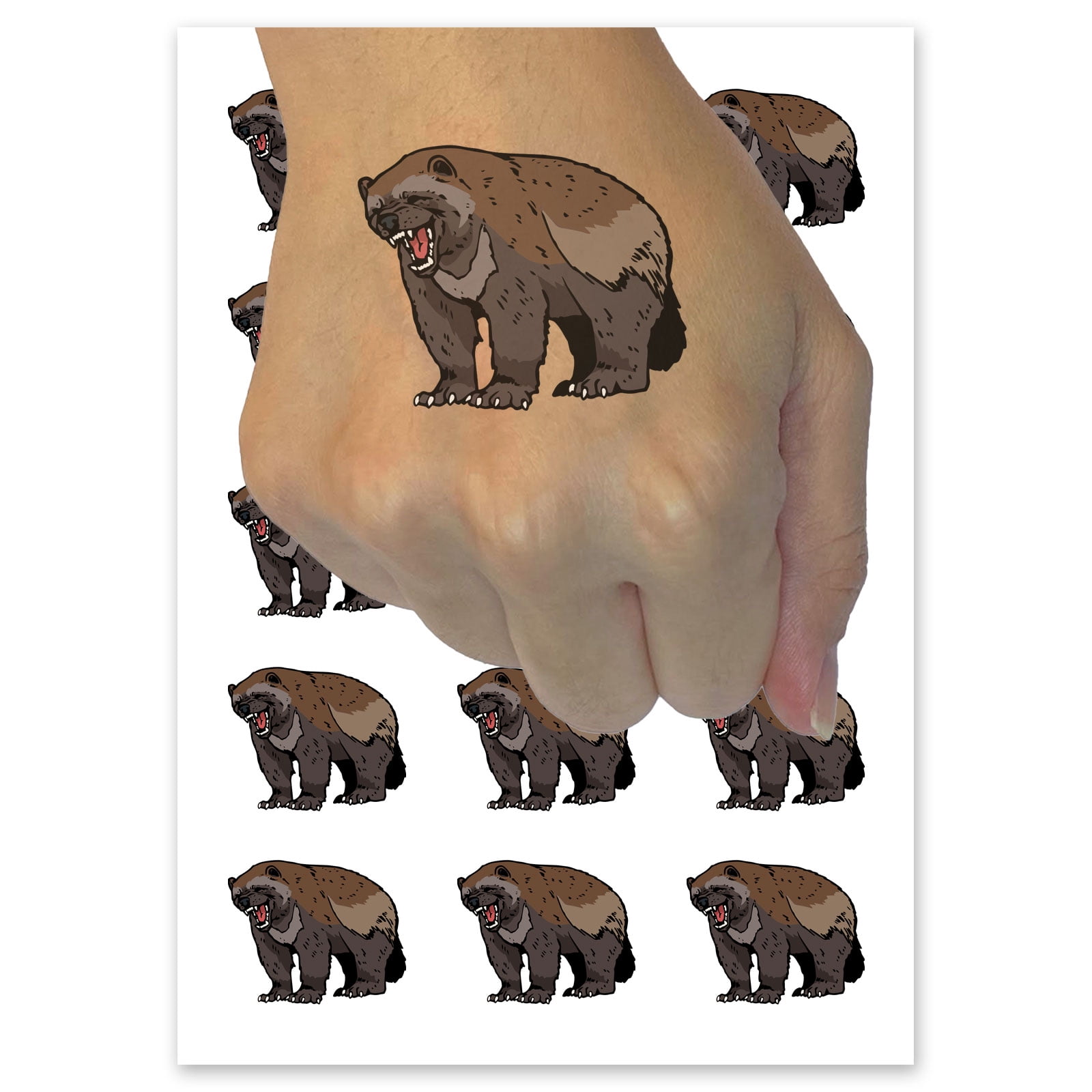 Realistic Snarling Wolverine Animal Temporary Tattoo Water Resistant ...