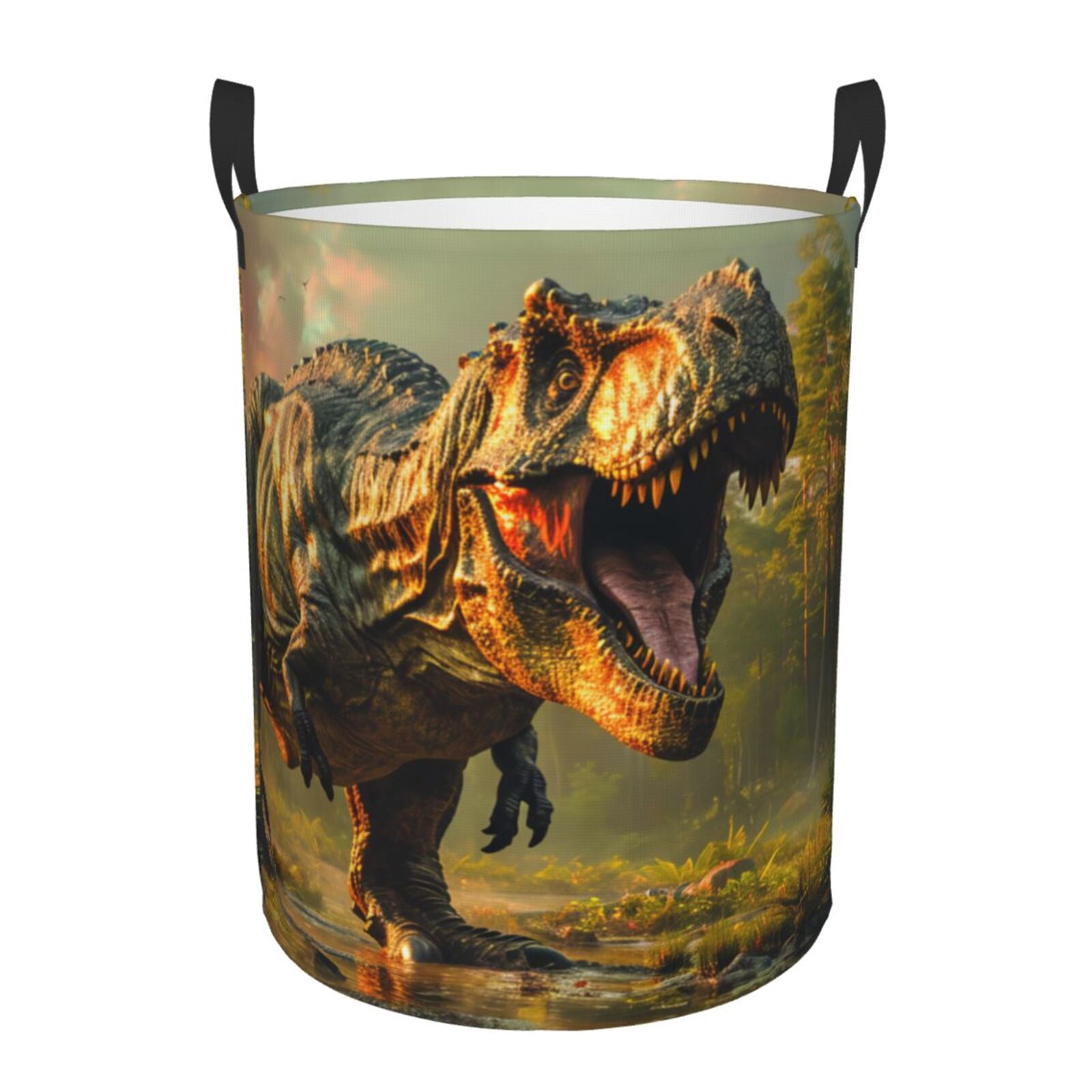 Realistic Style Forest Dinosaur Laundry Basket with Handles ...