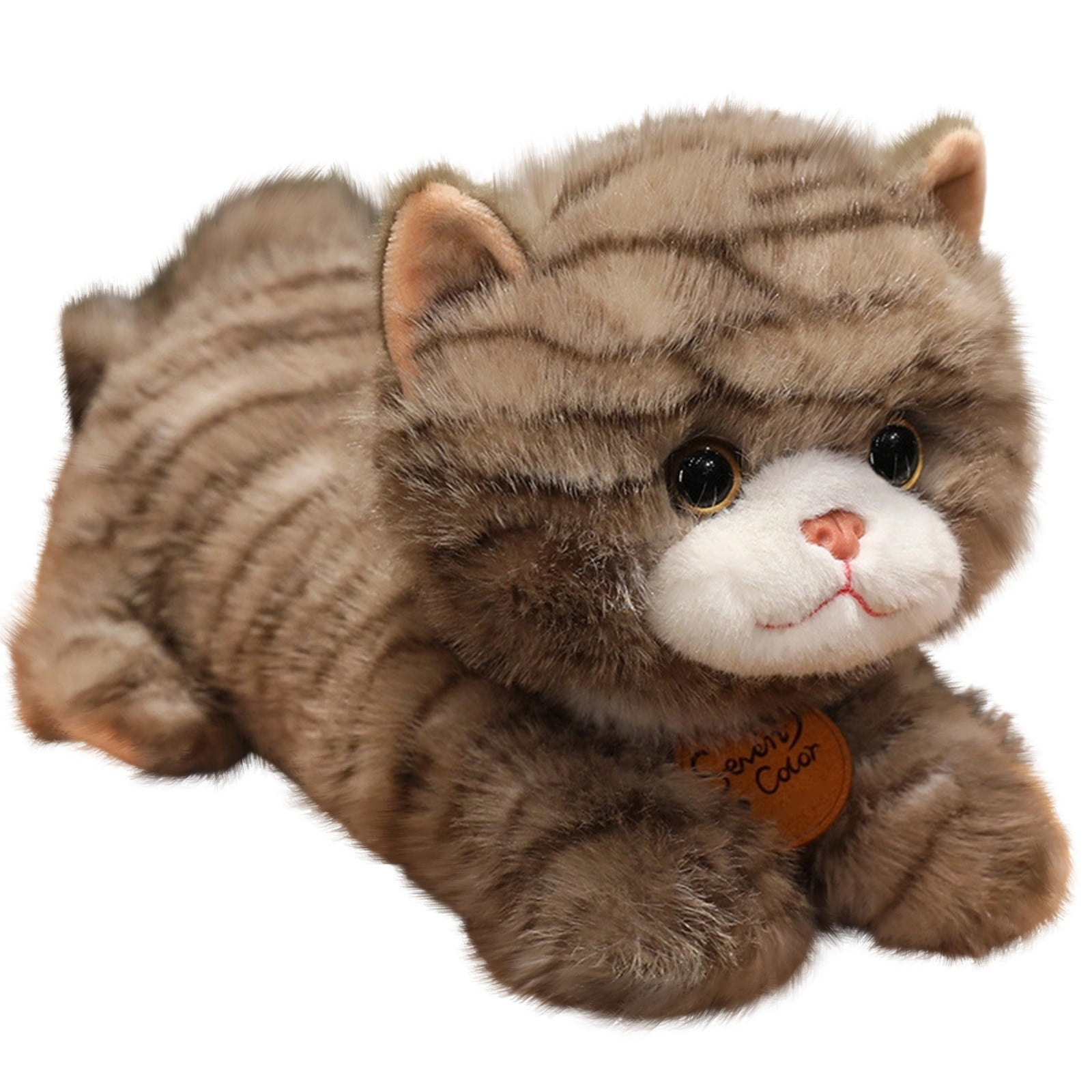 Realistic Tabby Cat Plush Toy, 9.8-Inch Soft Stuffed Animal for Kids ...