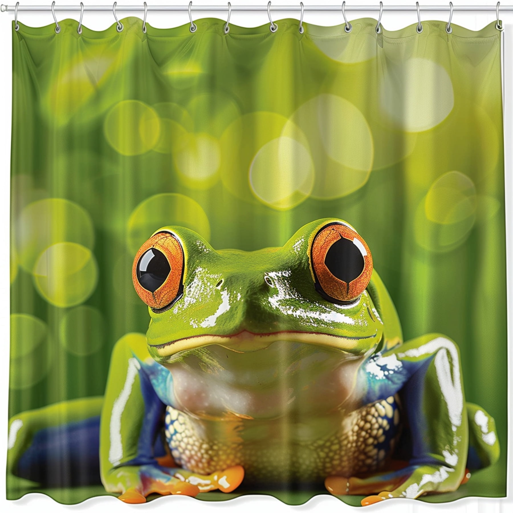 Realistic Tree Frog Shower Curtain Green Bokeh Background Detailed ...