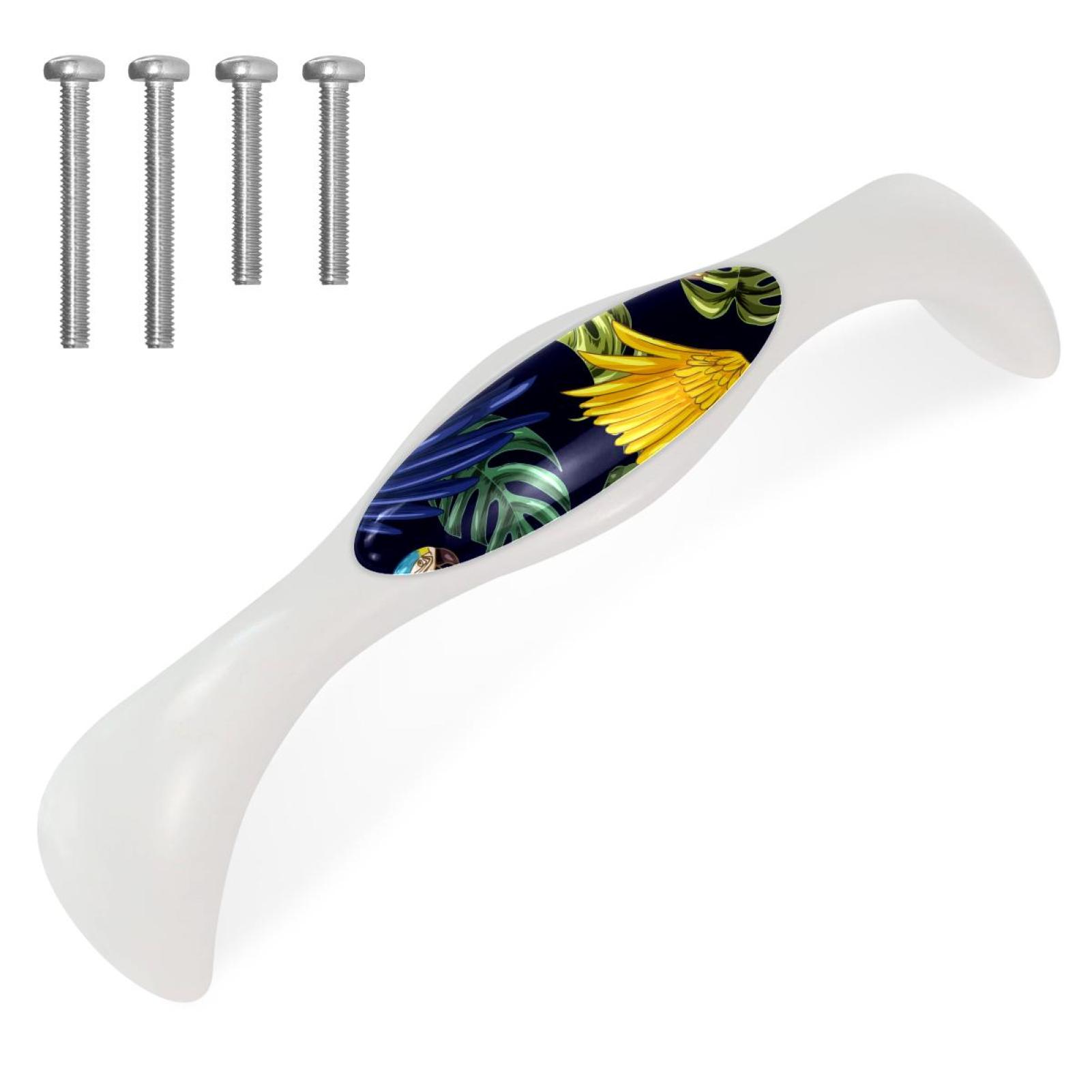 Realistic Tropical Plants Animals Knob 4 Pack Arched Drawer Pulls ...