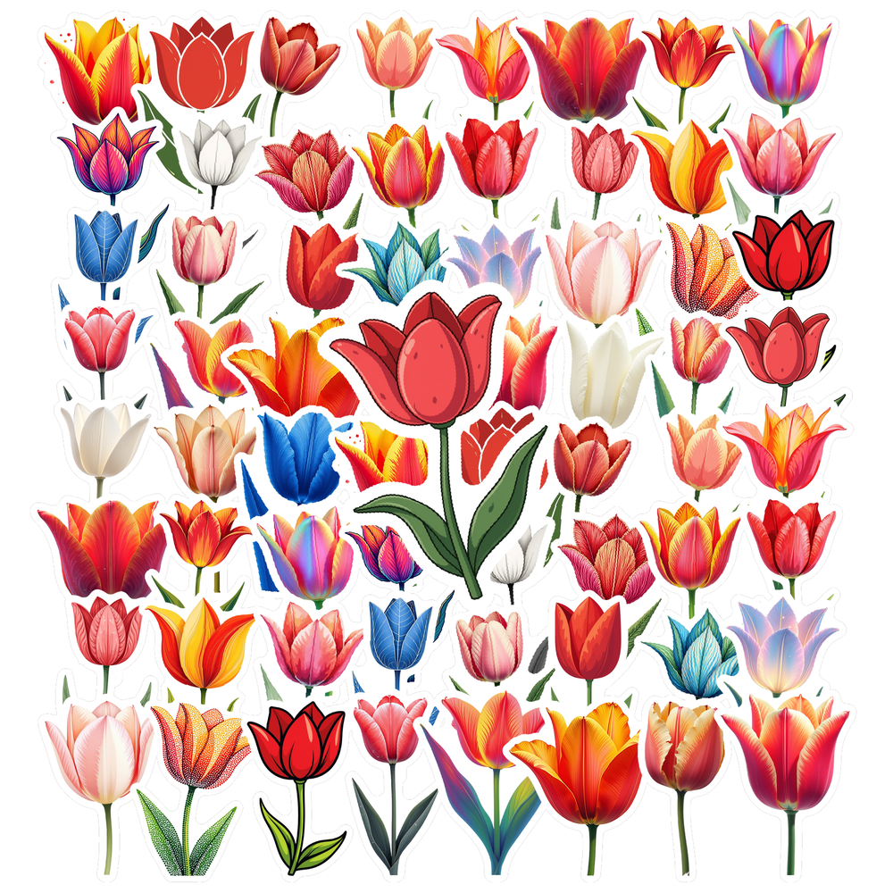 Realistic Tulip Stickers Stickers, Waterproof Tulip Stickers Sticker ...