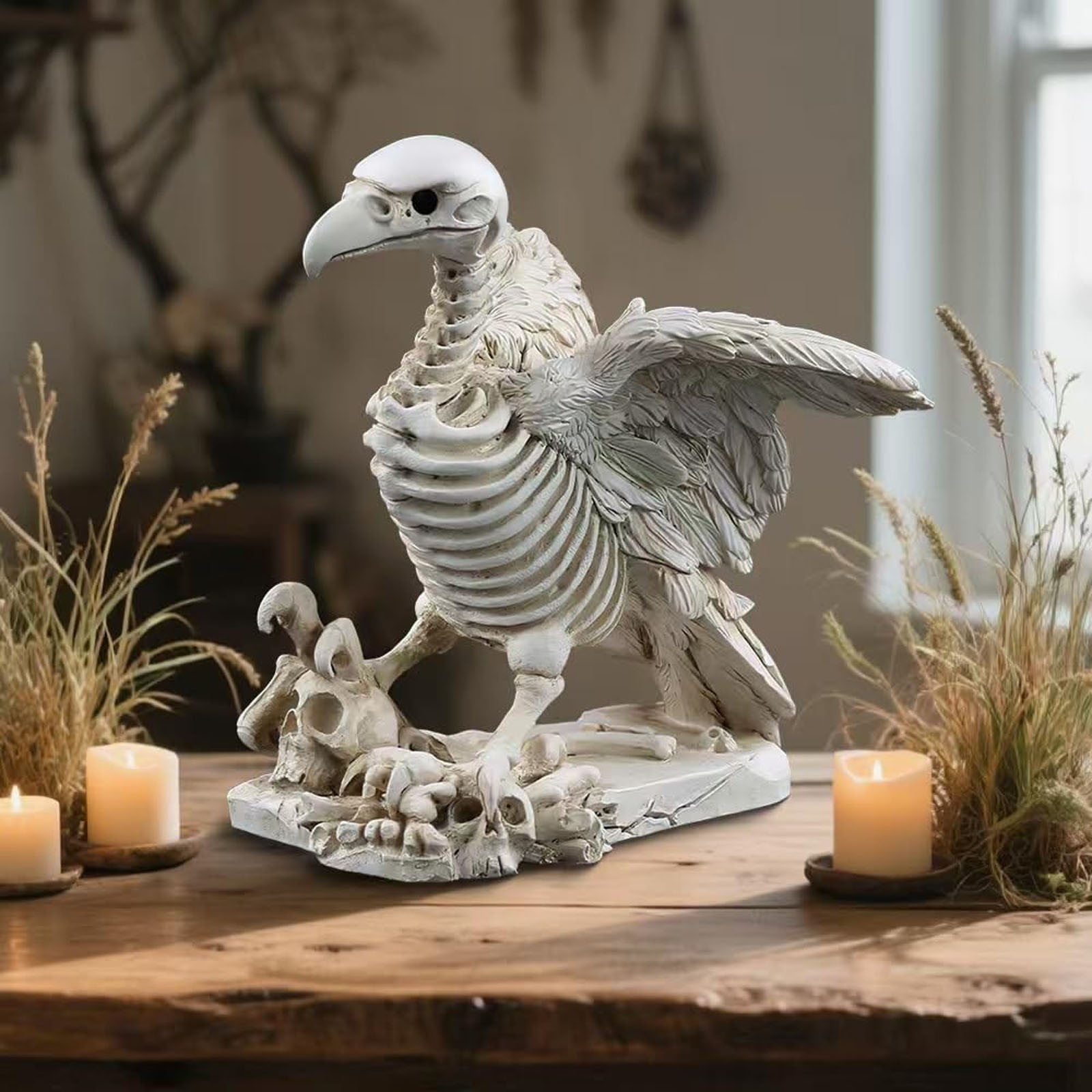 Realistic Vulture Skeleton Figurine, 11 Inch Durable Resin Halloween ...