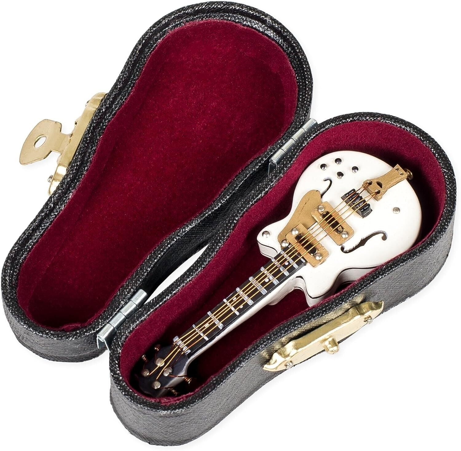 Realistic WHITE ELECTRIC GUITAR Miniature Musical Instrument Figurine ...