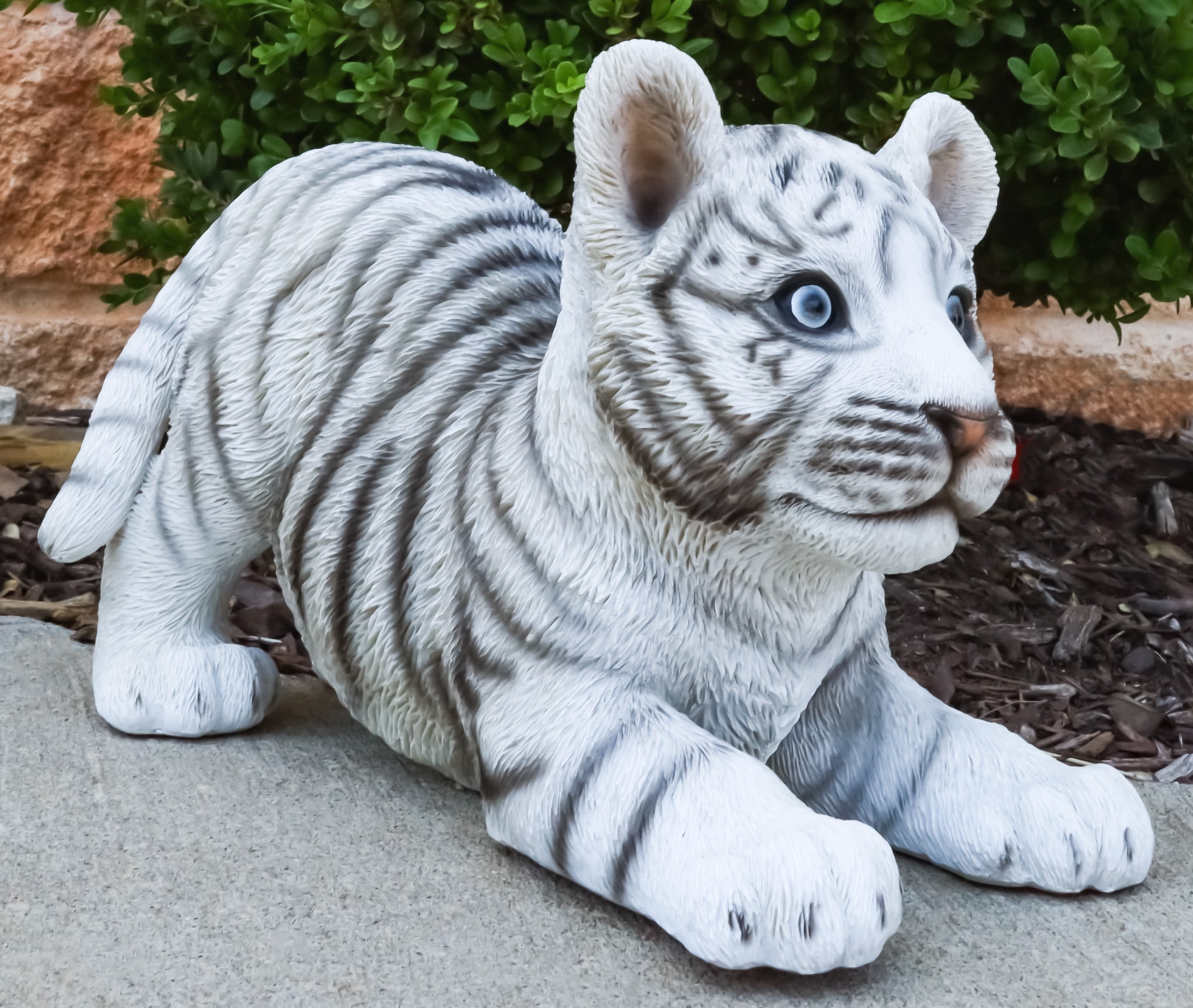 Realistic White Alaskan Siberian Tiger Cub Crouching Decorative Statue ...