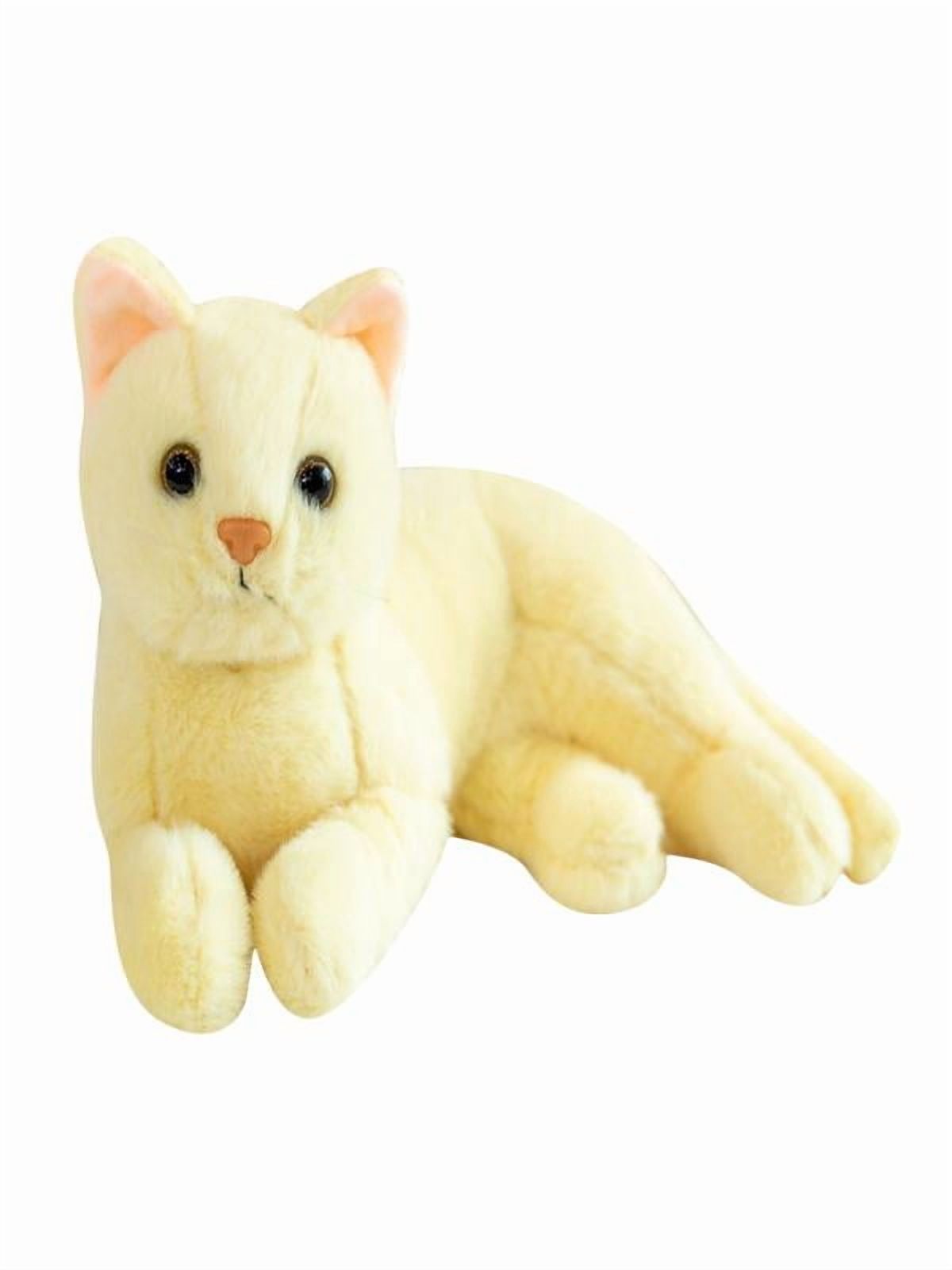 Realistic White Cat Stuffed Animal - 12 Inches Lifelike Cat Plush Toy ...
