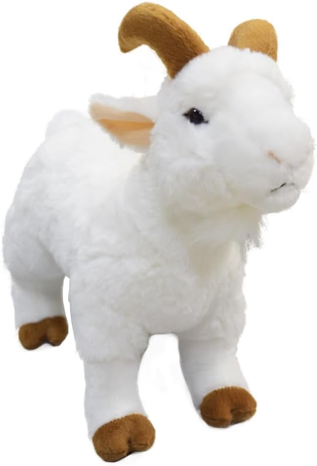 Realistic White Goat Stuffed Animal Plush Toy, Lifelike White Goat ...