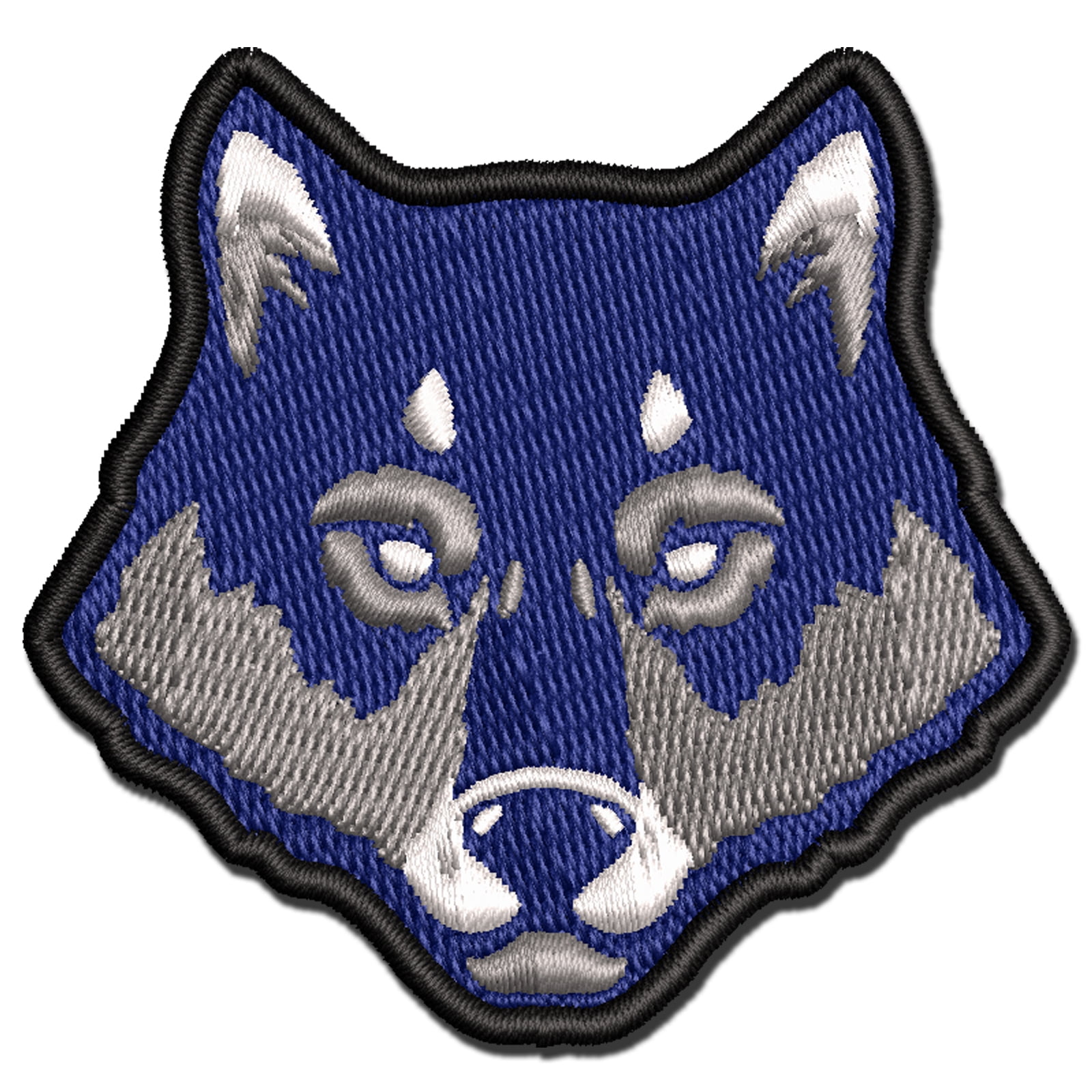 Realistic Wolf Head Applique Multi-Color Embroidered Hook & Loop Patch ...