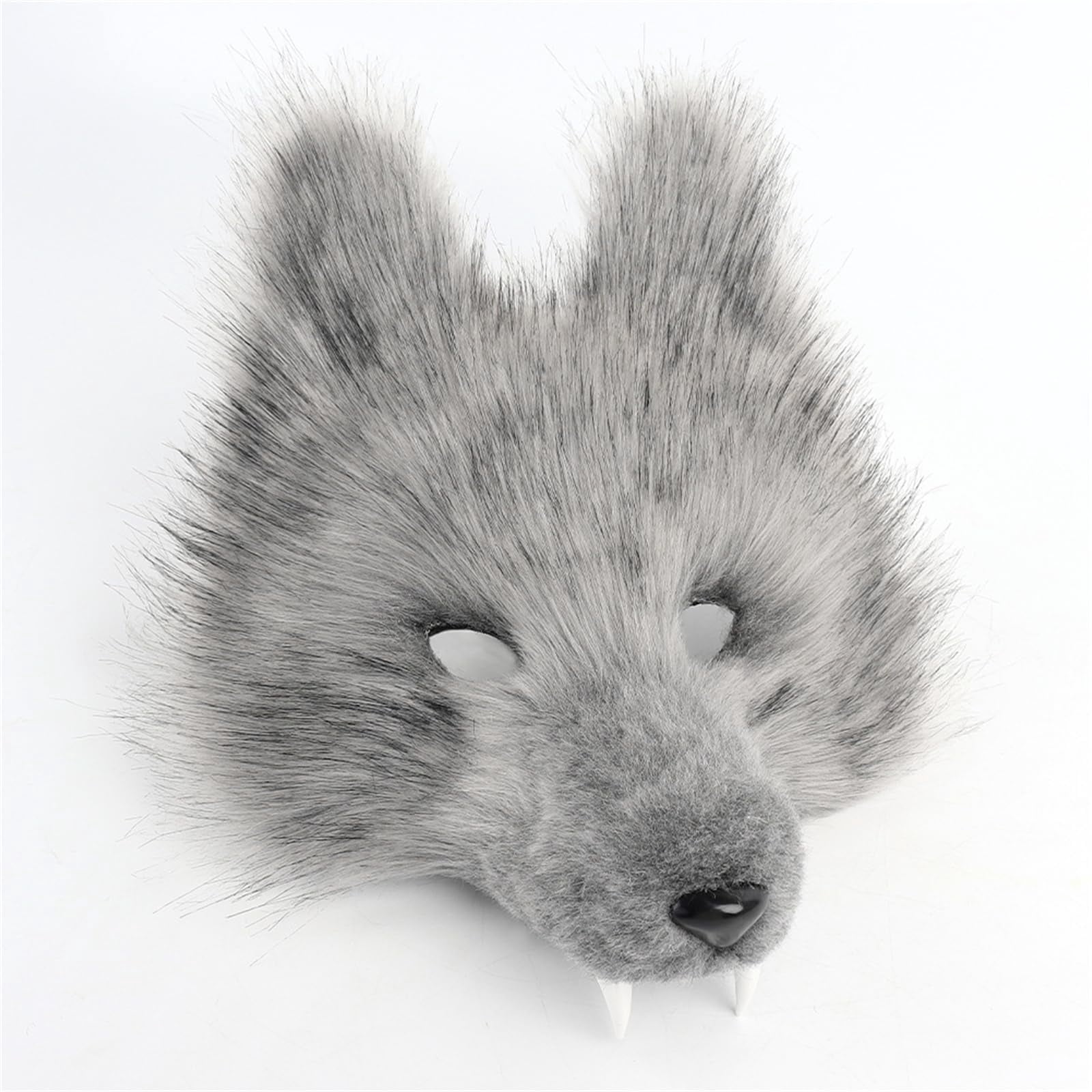 Realistic Wolf Mask with Teeth,Half Face Plush Fursuit Werewolf Mask ...