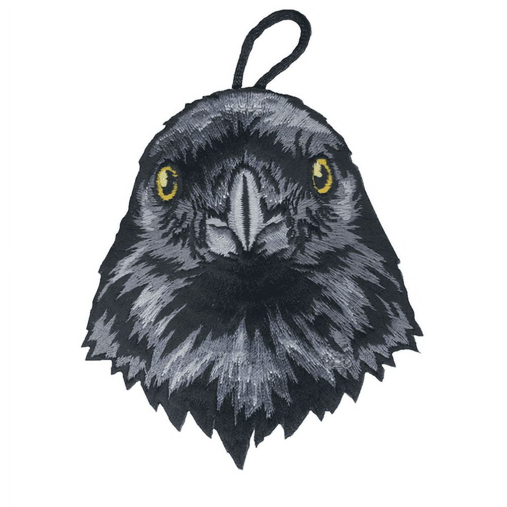 Realistic Wood Badge Raven Critter Head Embroidered Patch - ClassB ...