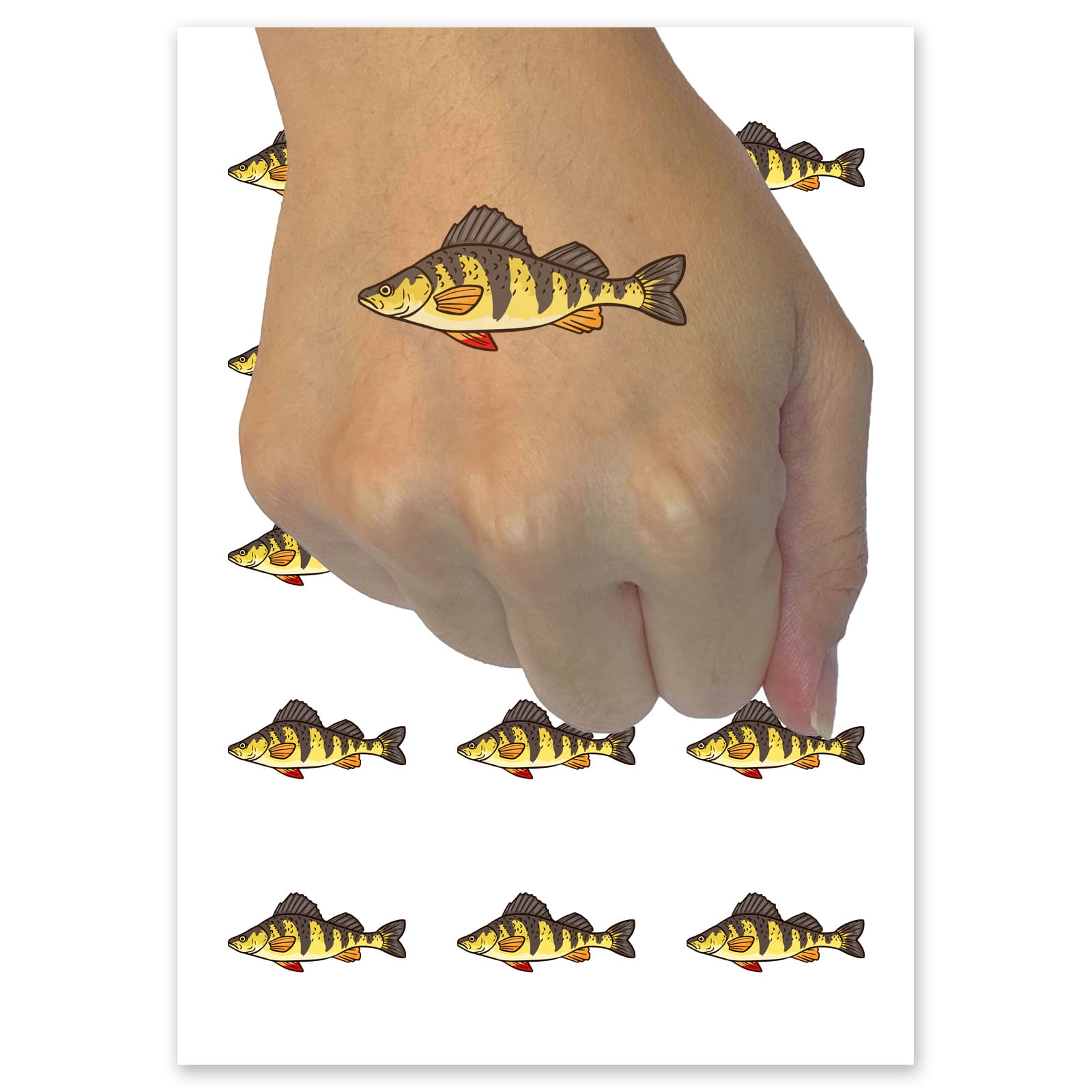 Realistic Yellow Perch Striped Fish Temporary Tattoo Water Resistant ...