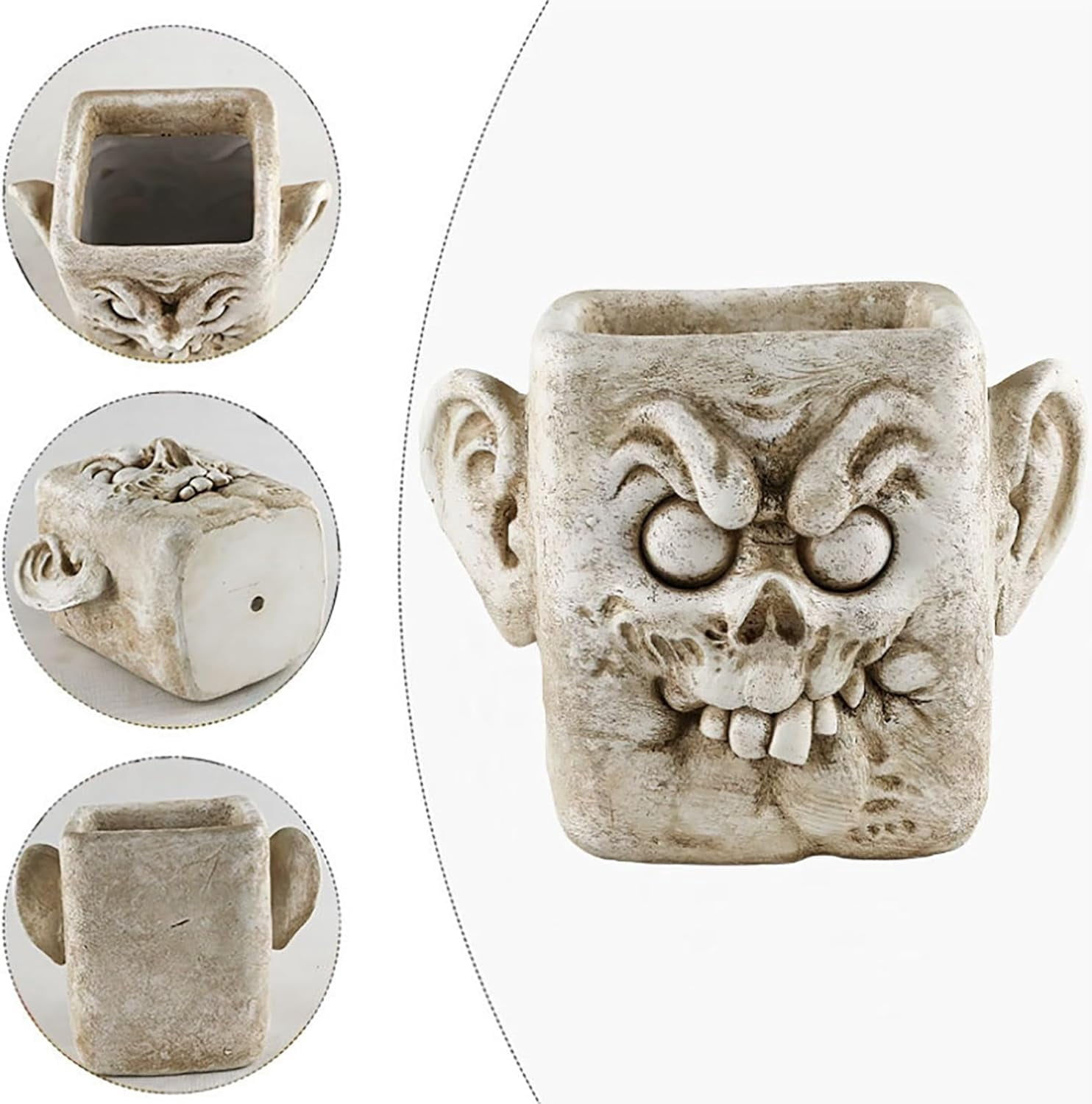 Realistic Zombie Face Planter Pot, 4.84" Horror Human Face Planter ...