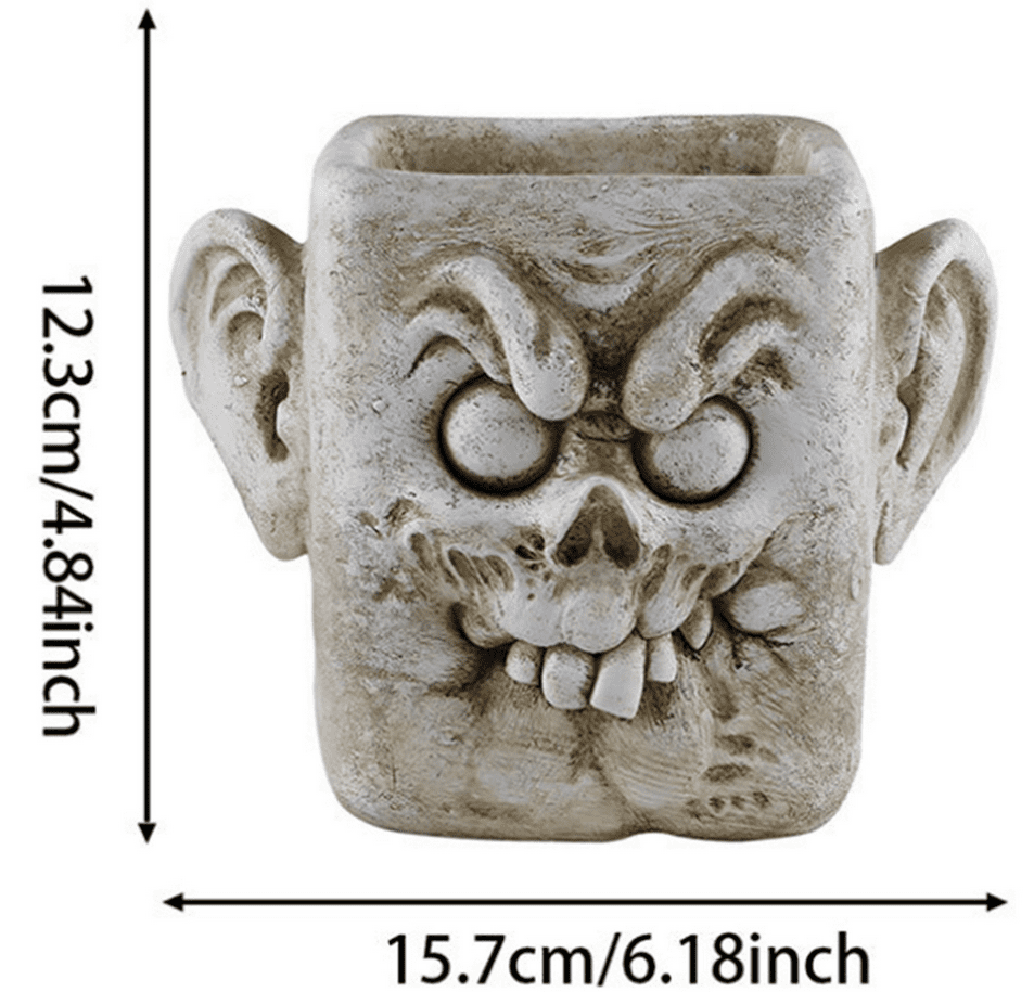 Realistic Zombie Face Planter Pot, 4.84" Horror Human Face Planter ...