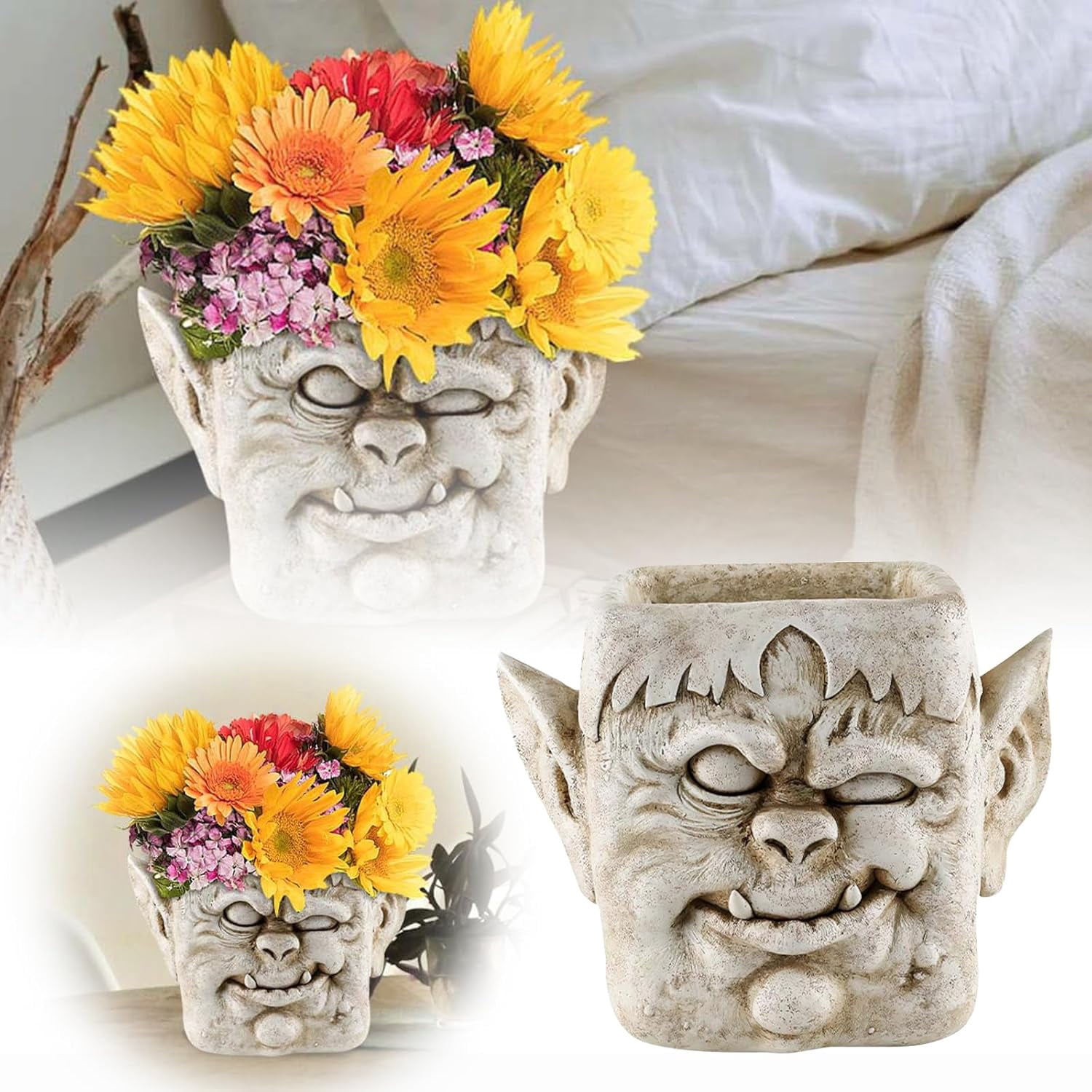 Realistic Zombie Face Planter Pot, Horror Human Face Planter, Resin ...