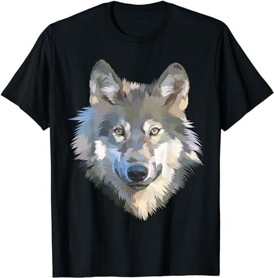 Realistic white wolf, realistic animal print with colors T-Shirt ...