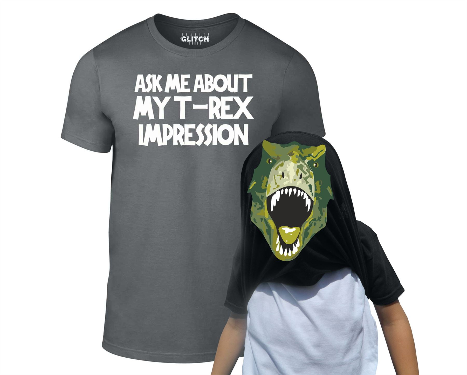 Reality Glitch Kids Ask Me About My T-Rex Flip T-shirt Dinosaur Graphic Costume - Walmart.com