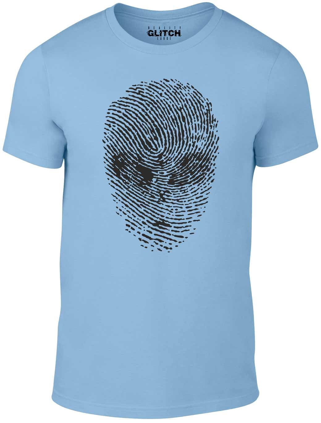 Reality Glitch Men's Alien Face Thumbprint Fingerprint UFO UAP T-Shirt ...