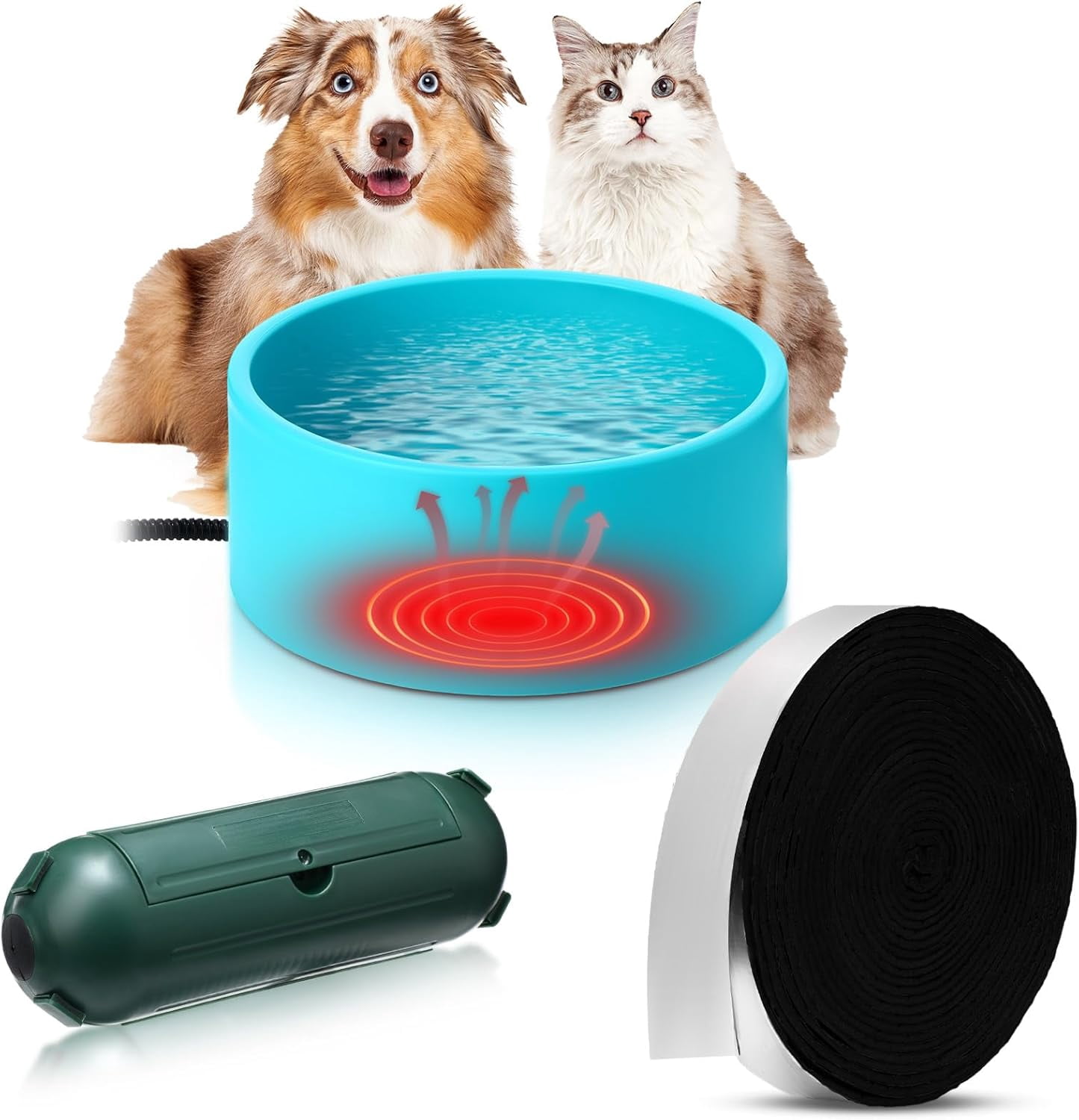 Reallnaive 3 Piece Heated Cat's Bowl for Outdoors for Winter Heated ...