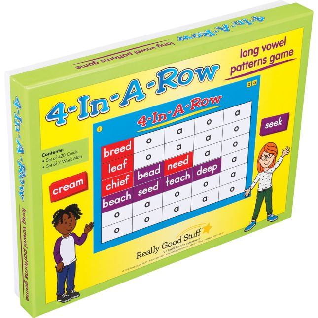 Really Good Stuff 4-In-A-Row: Long Vowel Patterns Game - 7 mats, 420 ...