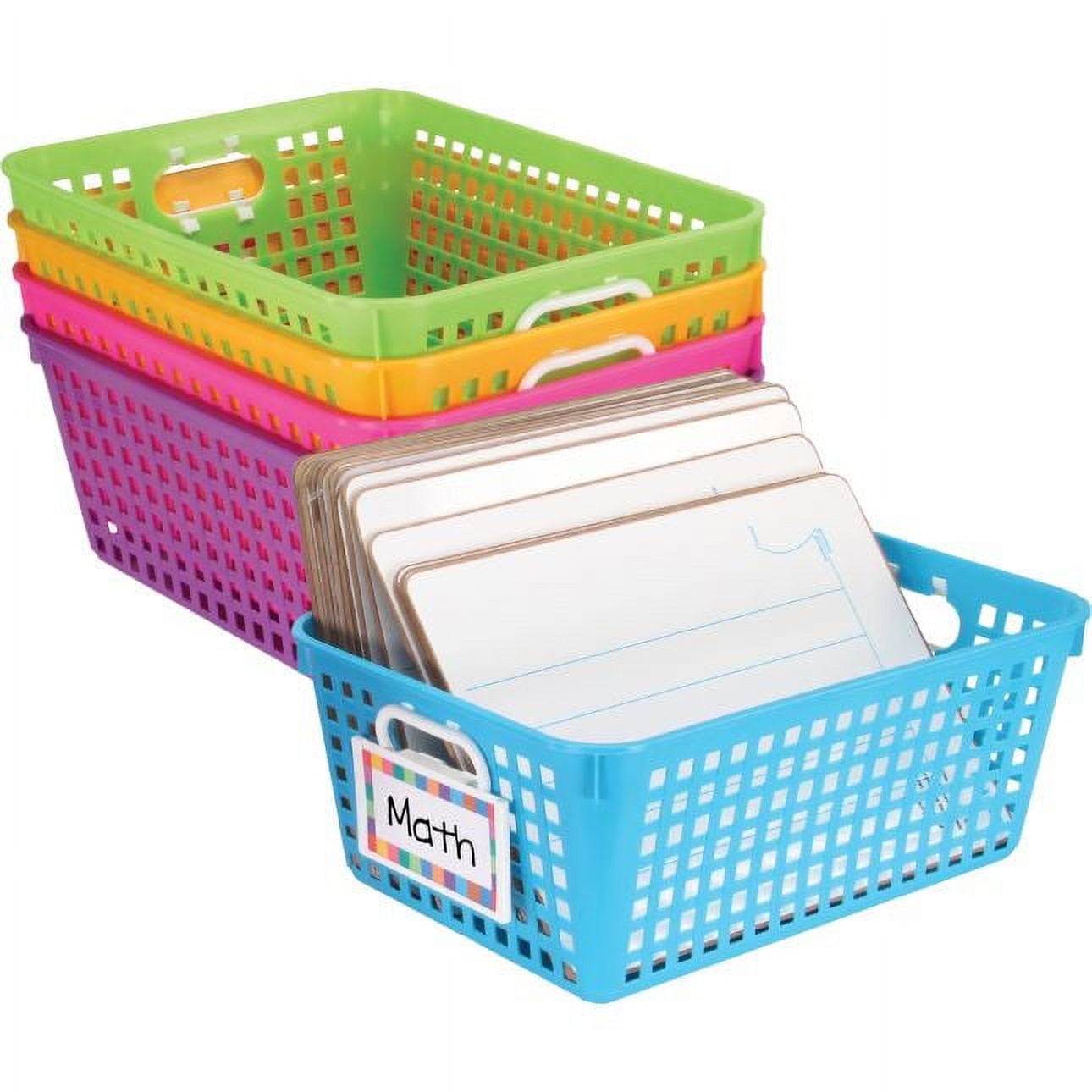 Really Good Stuff Large Book Baskets with Label Holders - 5 Pack, Neon ...