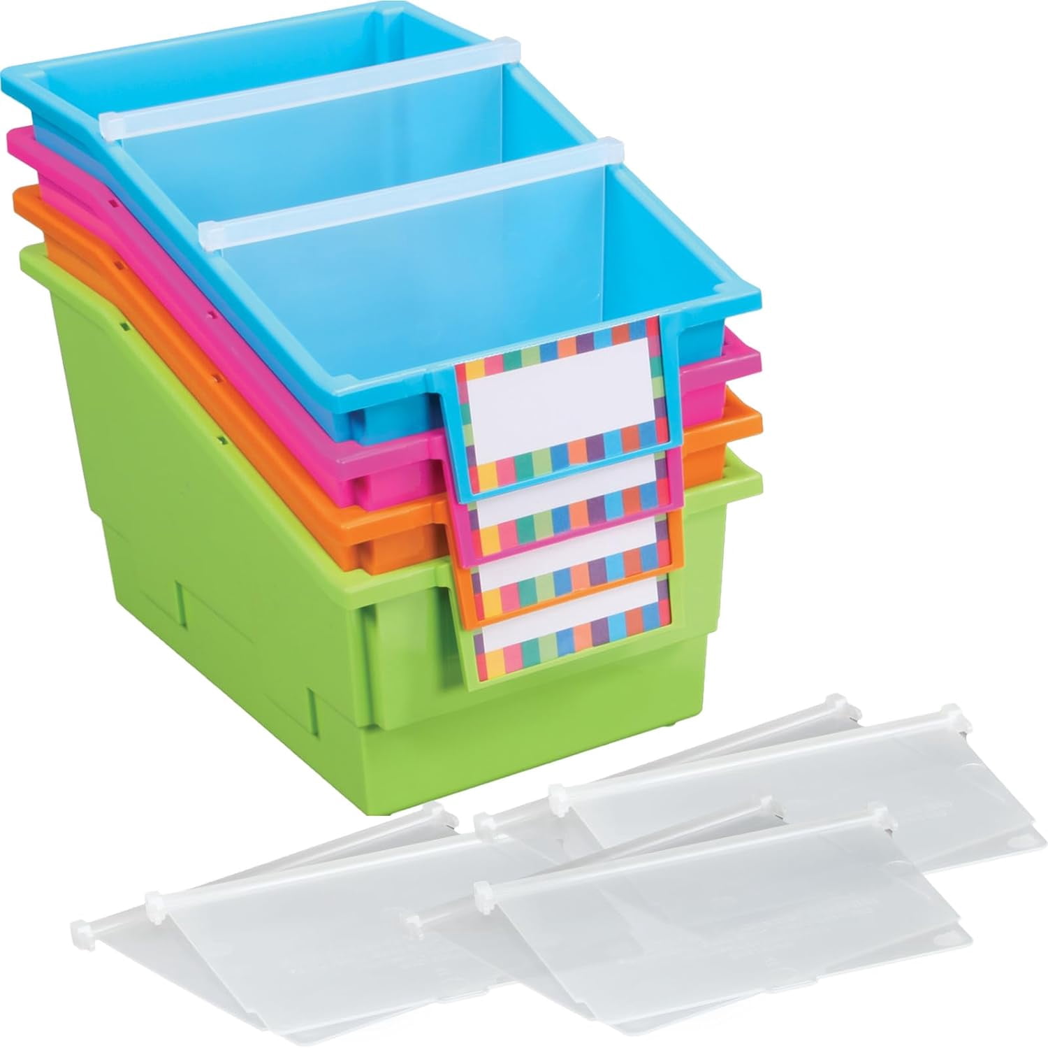 Really Good Stuff Chapter Book Library Bins with Dividers, 8¾" x 13½" x ...