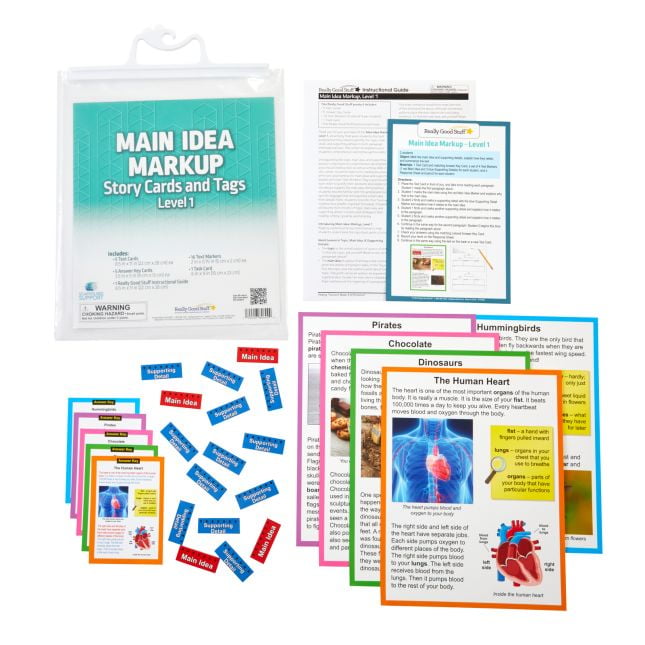Really Good Stuff Main Idea Markup Story Cards and Tags - Level 1 ...