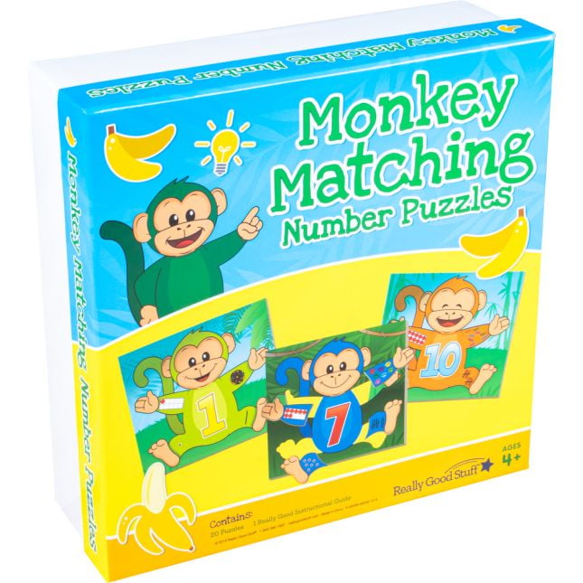 Really Good Stuff Monkey Matching Number Puzzles - 20 puzzles - Walmart.com