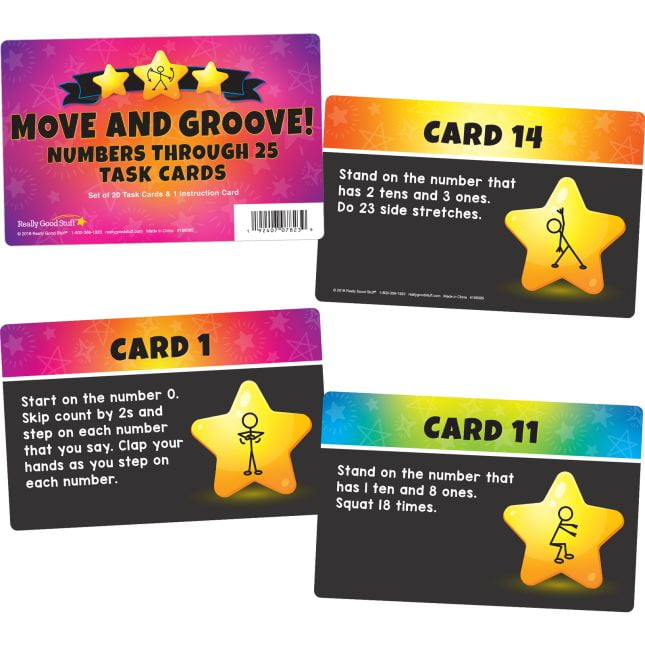 Really Good Stuff Move And Groove! Numbers Through 25 Task Cards - 20 ...