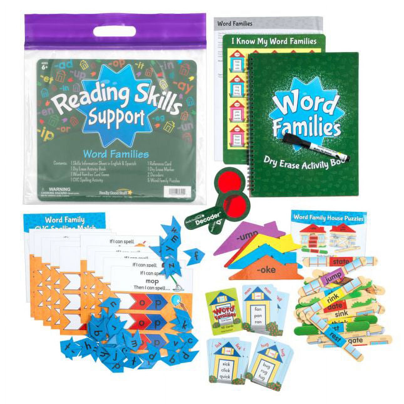 Really Good Stuff Reading Skills: Grade K - Word Families - Walmart.com